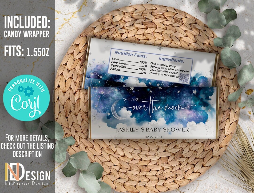 Over the Moon Candy Bar Wrapper, Chocolate Bar Wrappers, 1.55 Oz, Baby ...