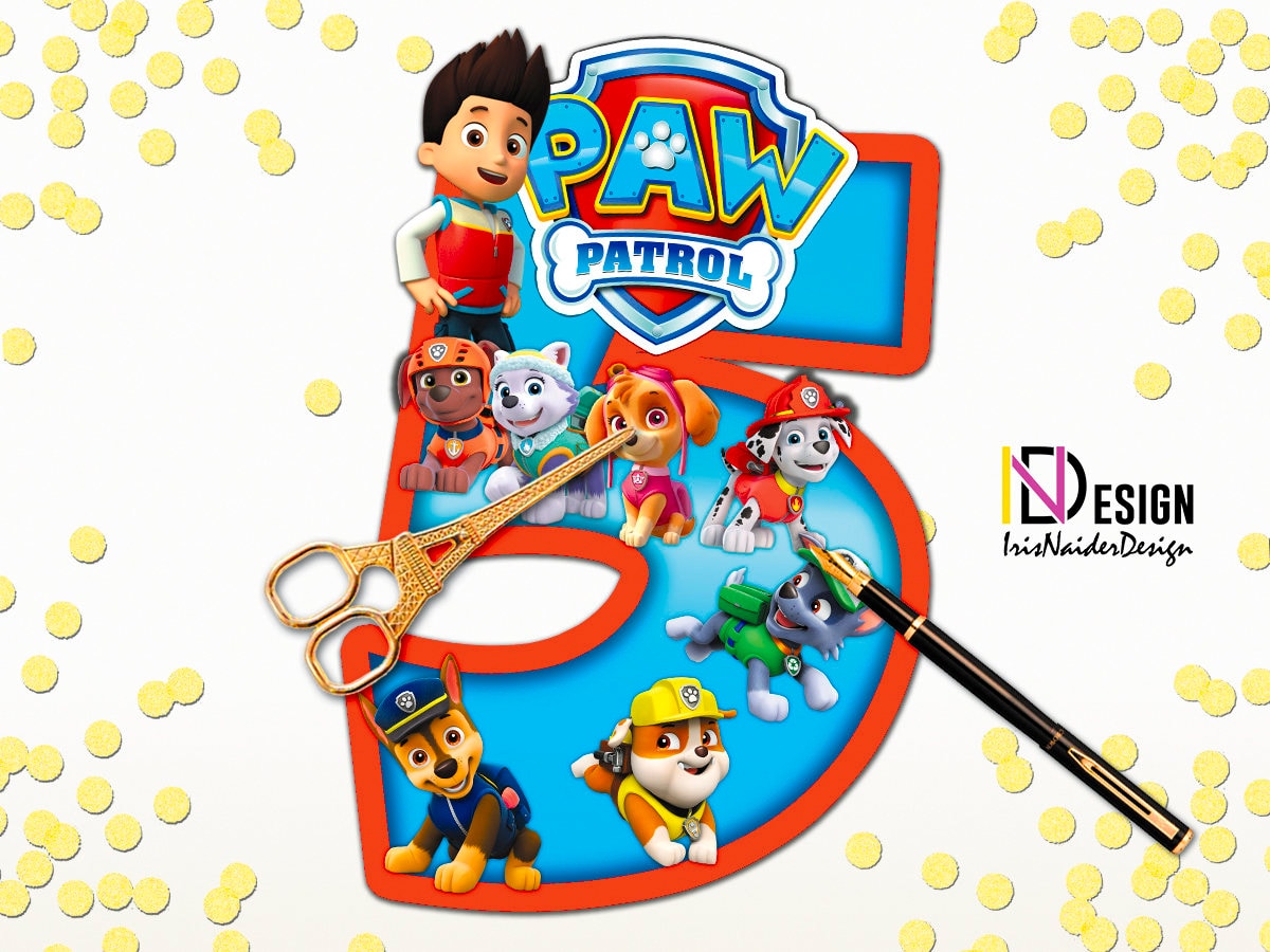 Paw Patrol Number 5 Centerpiece Paw Patrol Boy Centerpiece | Etsy