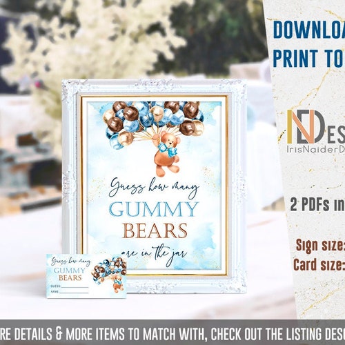 Guess How Many Gummy Bears Teddy Bear Baby Shower Game Jar - Etsy