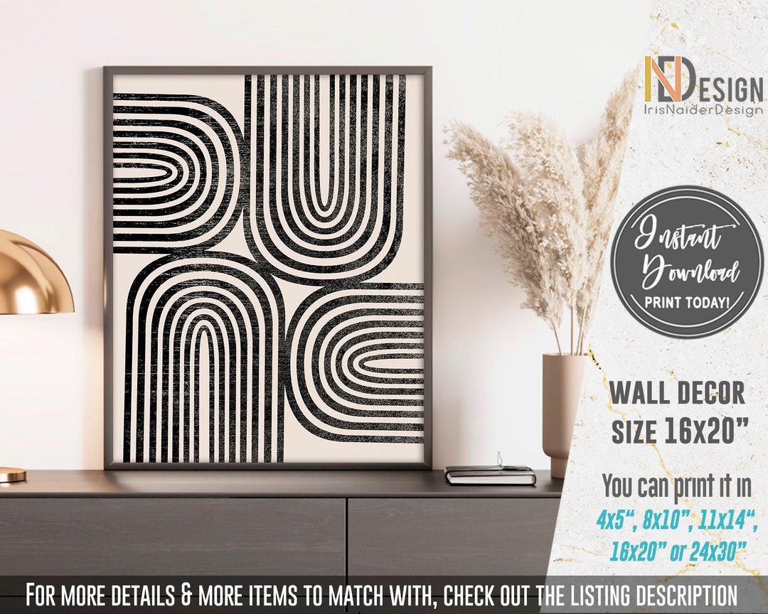 MEGA SALE Abstract Wall Decor, Boho Rainbow, Poster, Black, Wall Art ...