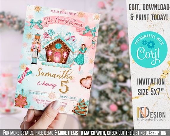 Editable Nutcracker Birthday Invitation Set Land Of Sweets Winter