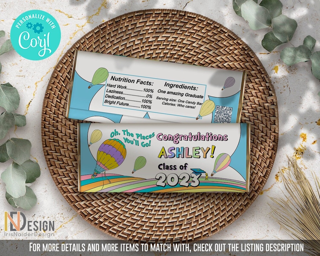 EDITABLE Candy Bar Wrapper, Graduation, Chocolate Bar Wrappers, 1.55 Oz ...