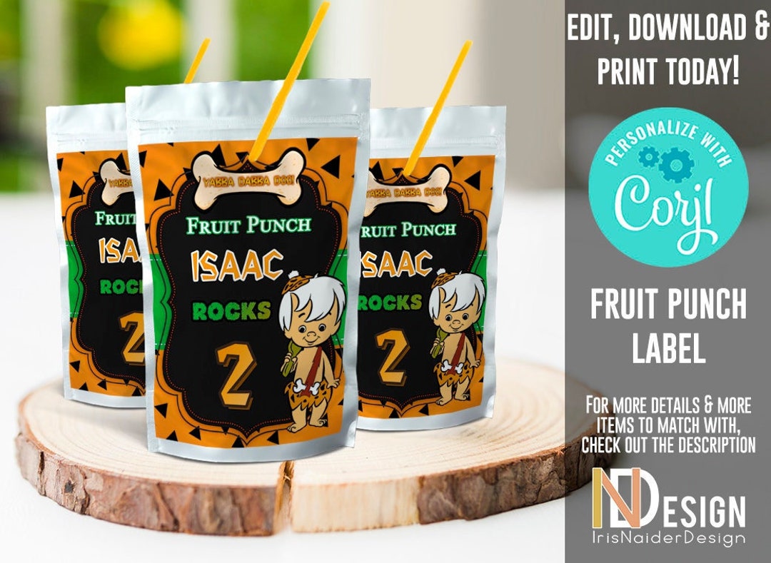 EDITABLE Bam Bam Capri Sun Label, Fruit Punch Label, Baby Shower ...