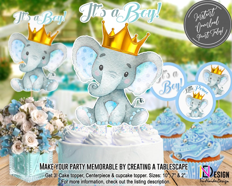 Elephant Centerpiece Cake Topper Cupcake Topper Baby Shower | Etsy
