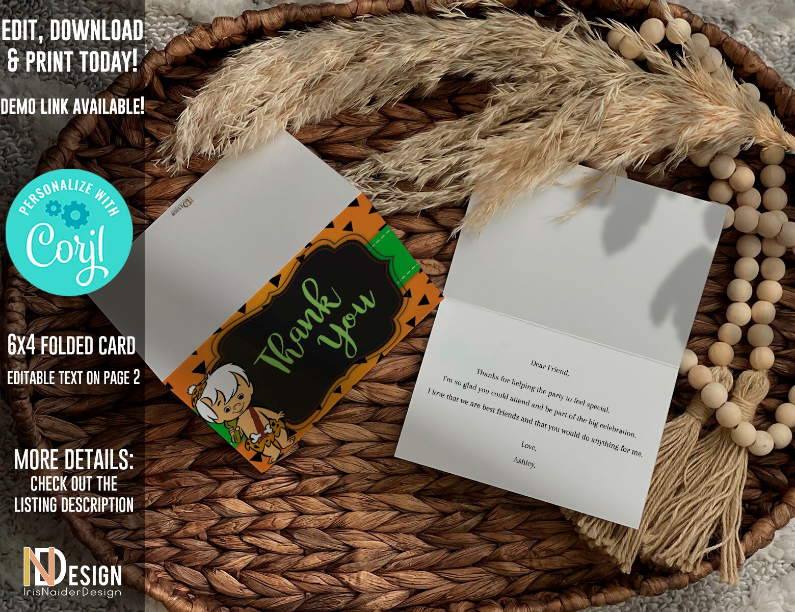 EDITABLE Bam Bam Baby Shower Invitation, Baby Shower Set, Thank You ...