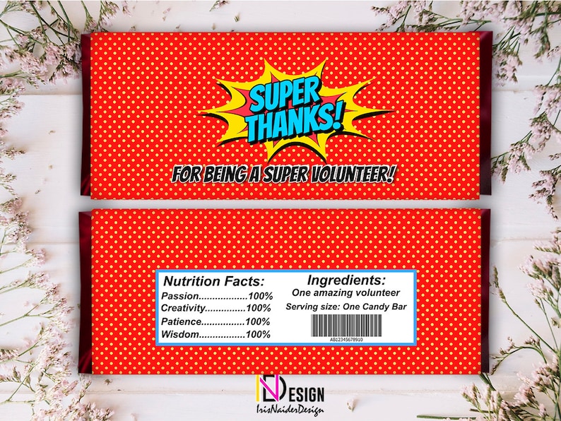 Candy Bar Wrapper, Volunteer Thank You, Volunteer Appreciation ...