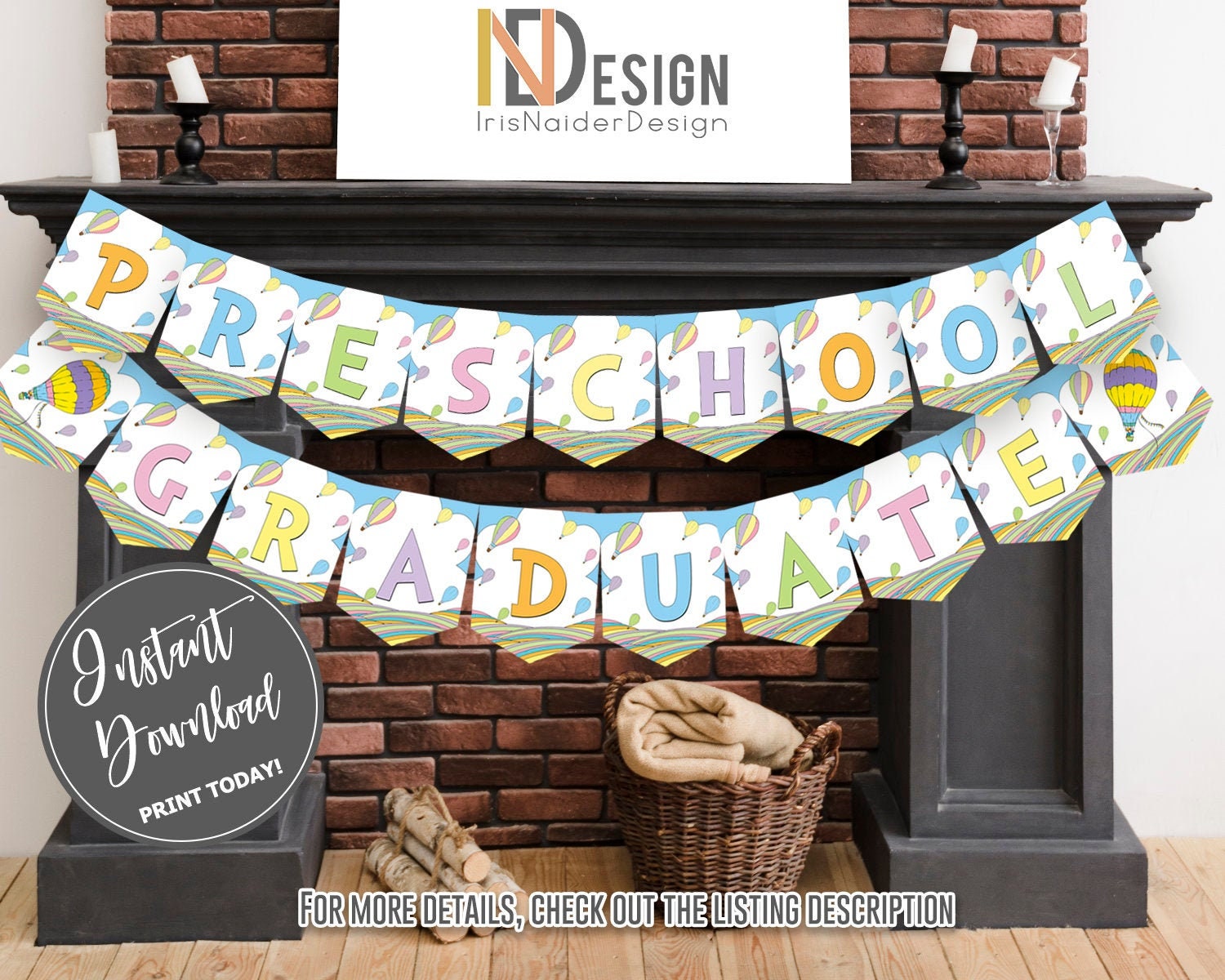 Preschool Graduate Banner Hot Air Balloon Graduation Decor - Etsy