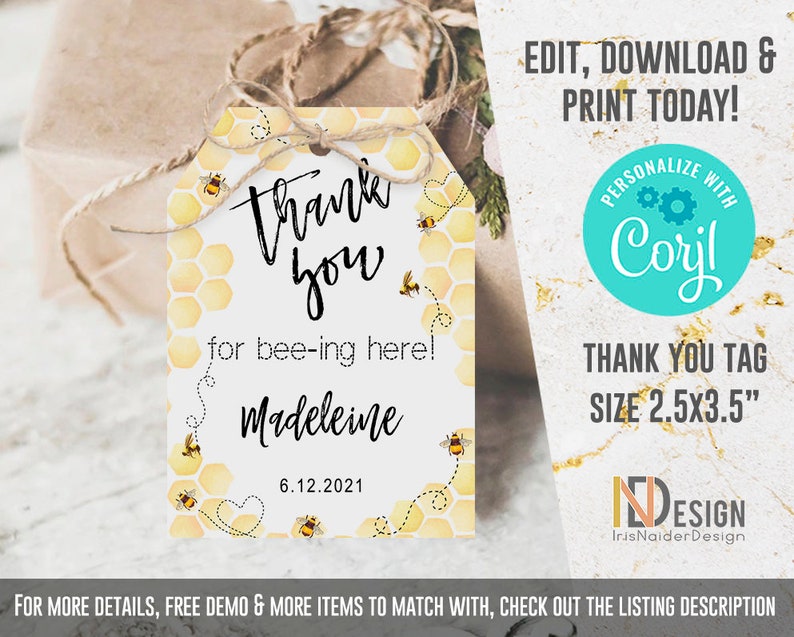 EDITABLE First Bee-day Bee Invitation Honey Sweet to Bee - Etsy