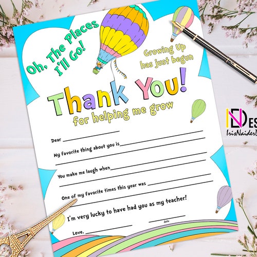 EDITABLE Hot Air Balloon Thank You Tag Rainbow Favor Tag - Etsy