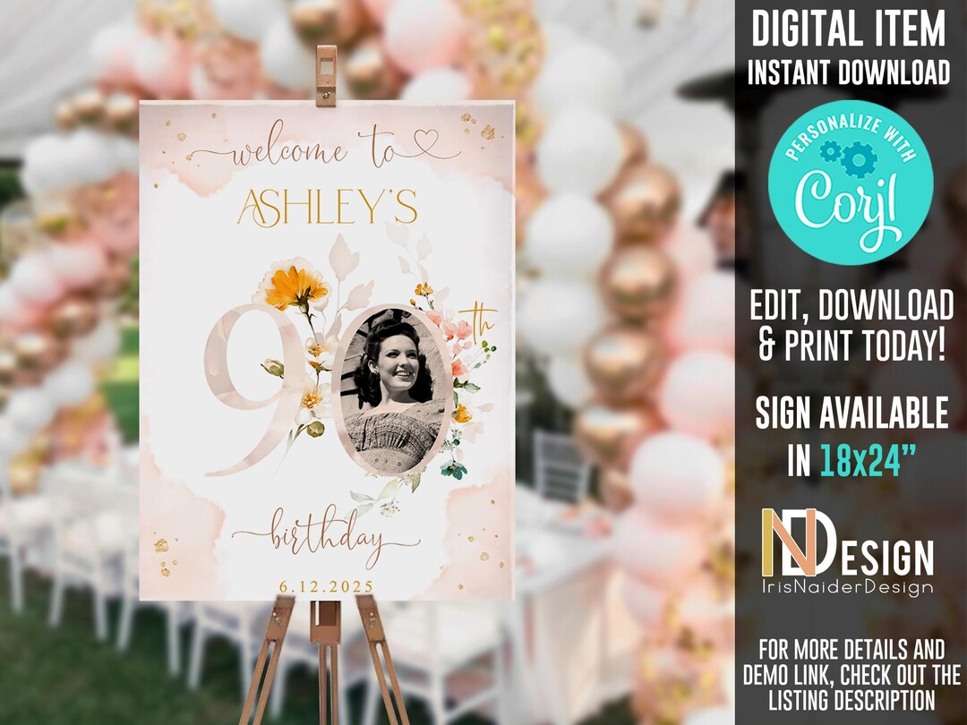Welcome Sign, Adult Birthday, Blush, Floral, Ladies, Spring, Dinner ...