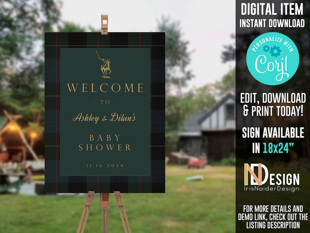 Classic Plaid Welcome Sign, 18x24", Rocking Horse, Equestrian, Polo ...