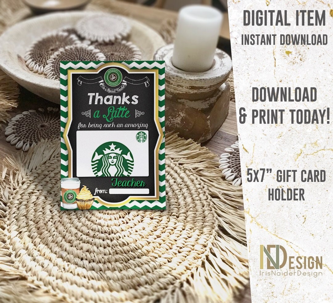 Starbucks Inspired Gift Card Holder, Teacher Thank You Gift, Teacher ...