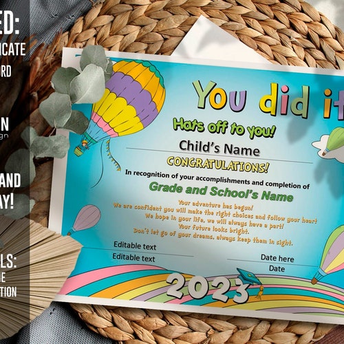 DIY Pastel Rainbow Graduation Certificate Diploma Edit & - Etsy Canada