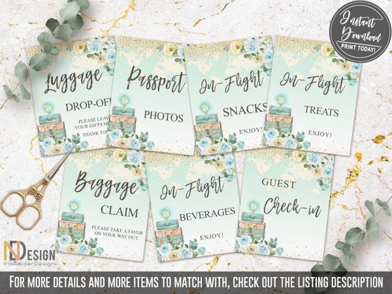 Adventure Awaits Table Signs World Map Treat Sign Food Sign Gifts Sign Digital File Non 