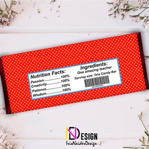 Candy Bar Wrapper, Teacher Thank You Gift, Teacher Appreciation ...