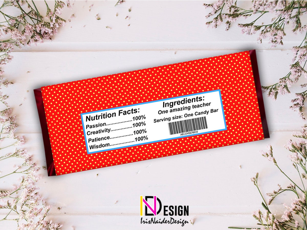Candy Bar Wrapper Teacher Thank You Gift Teacher - Etsy