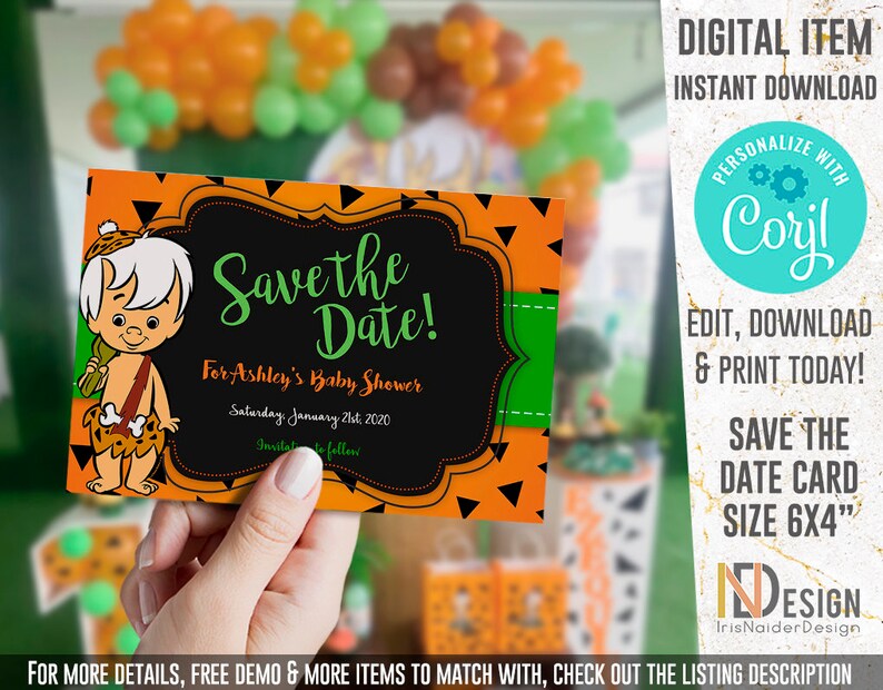 EDITABLE Bam Bam Baby Shower Invitation, Baby Shower Set, Thank You ...