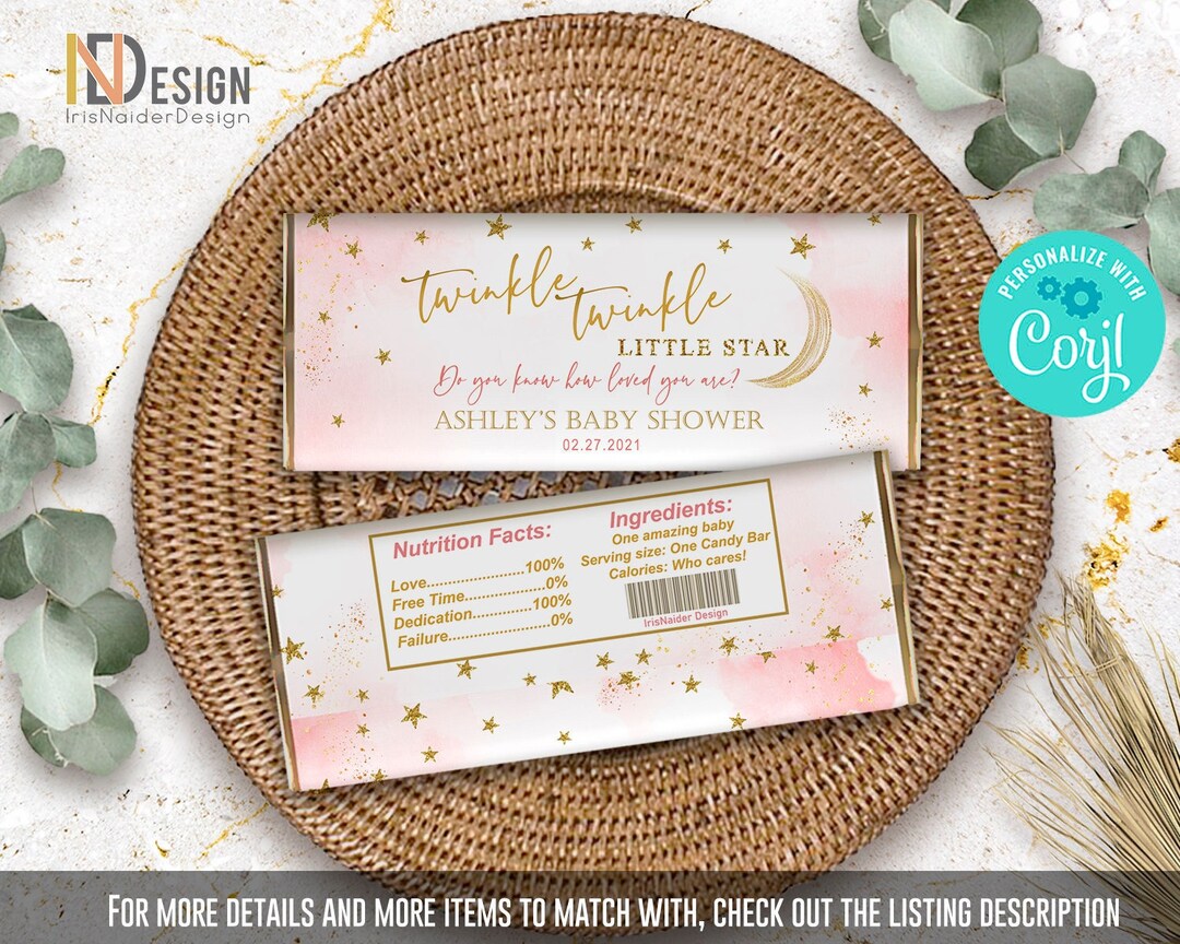 Twinkle Twinkle Little Star Candy Bar Wrapper, Chocolate Bar Wrappers ...