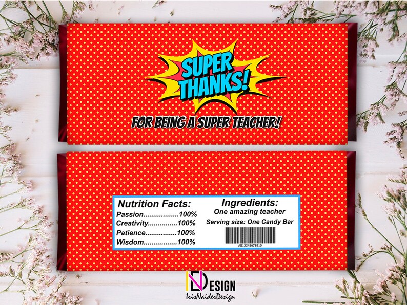 Candy Bar Wrapper Teacher Thank You Gift Teacher - Etsy