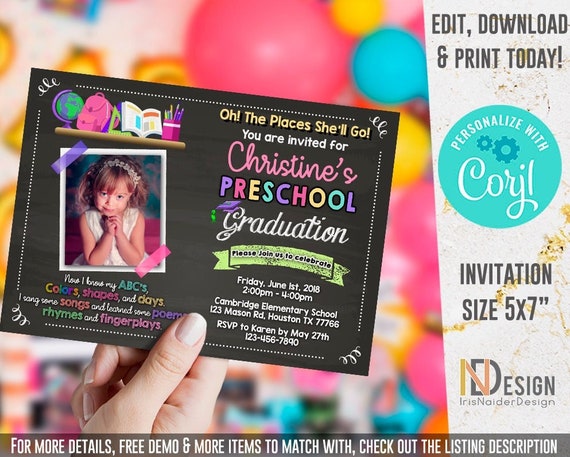 EDITABLE Graduation Invitation Chalkboard Graduation Party - Etsy