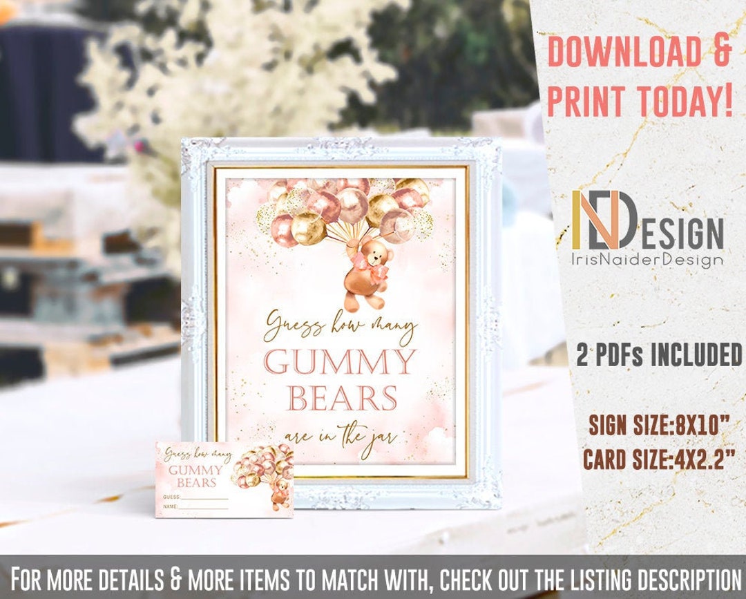 Guess How Many Gummy Bears, Teddy Bear Baby Shower, Game, Jar of Gummy ...