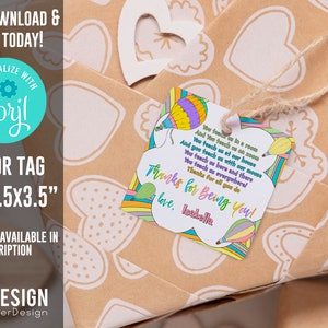 Teacher Appreciation Week Gift Tag, Editable Poem, Funny Quote, Hot Air ...