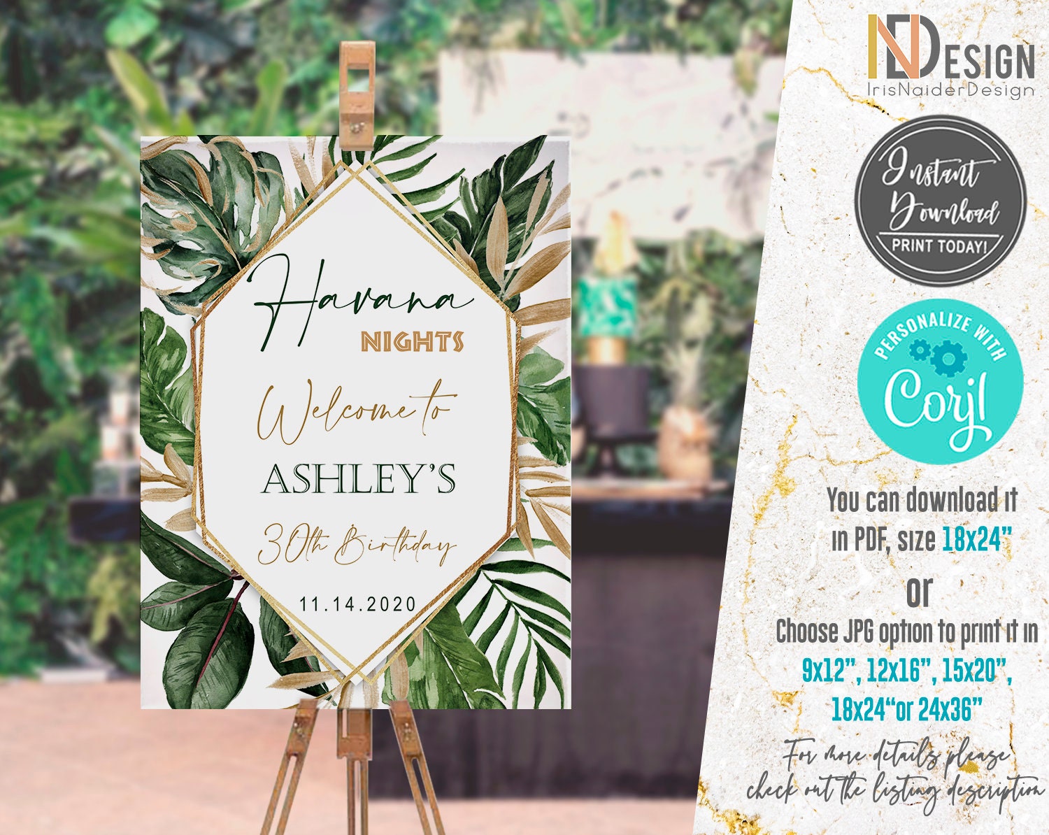 Havana Nights | EDITABLE Birthday Invitation | Foliage, Tropical ...