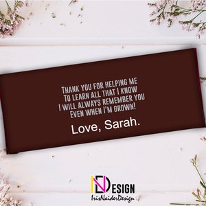 Candy Bar Wrapper, Teacher Thank You Gift, Teacher Appreciation ...