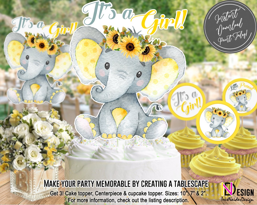 Elephant Centerpiece, Cake Topper, Cupcake Topper, Baby Shower ...