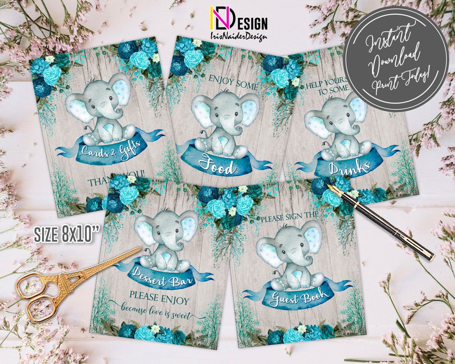 Elephant Table Signs Little Peanut Signs Treat Sign Food | Etsy