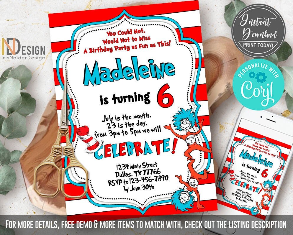 EDITABLE Invitation Red Blue Party Birthday Cartoon the - Etsy Australia