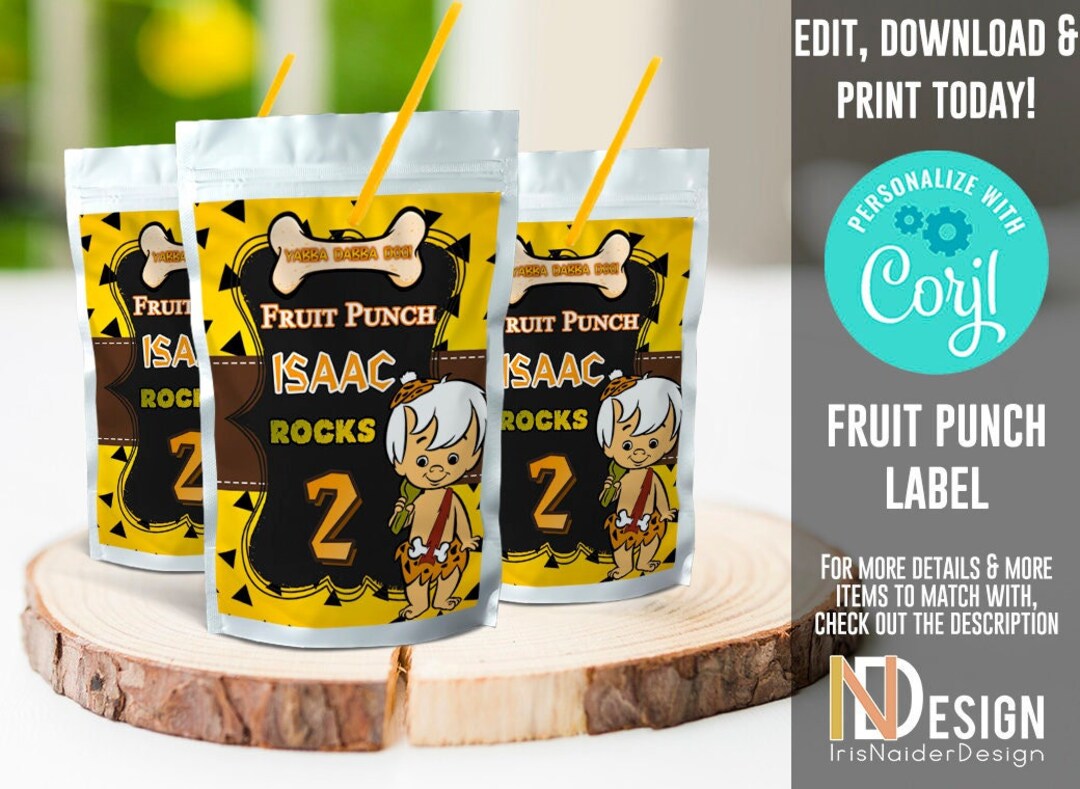 EDITABLE Bam Bam Capri Sun Label, Fruit Punch Label, Baby Shower ...
