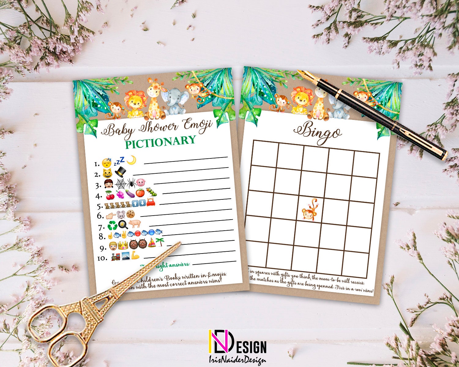 Safari, Jungle, Baby Shower Games, Digital File, Printable, Template ...