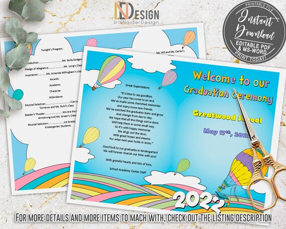 2022 Graduation Program, hot air balloon, adventure awaits ...