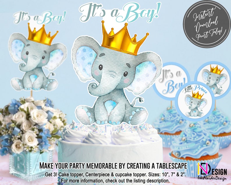 Elephant Centerpiece Cake Topper Cupcake Topper Baby Shower | Etsy