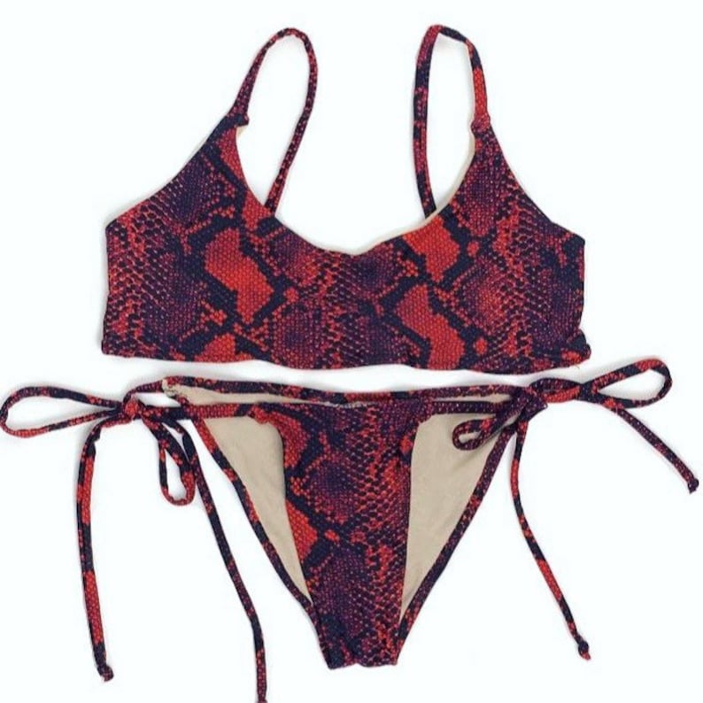 Red Snake Print Bikini Set Bathing Suit Women Python Bikini - Etsy