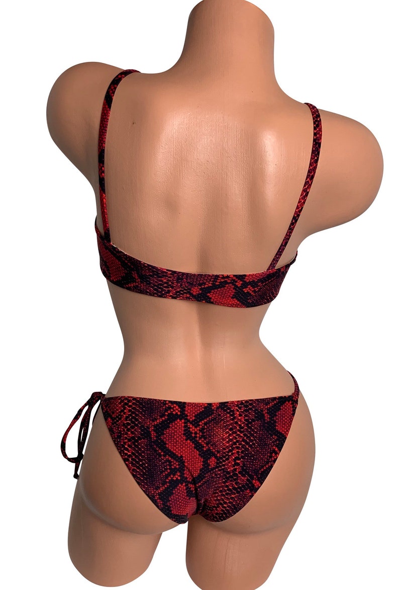 Red Snake Print Bikini Set Bathing Suit Women Python Bikini - Etsy