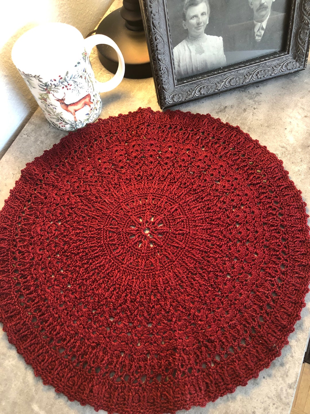 Stunning Deep Red Doily Created in Lace Filet Thread Crochet - Etsy
