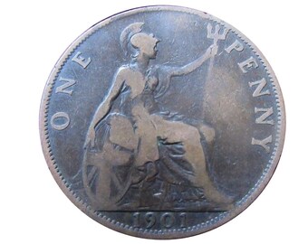 1900 One Penny Coin Great Britain From Queen Victoria Perfect | Etsy