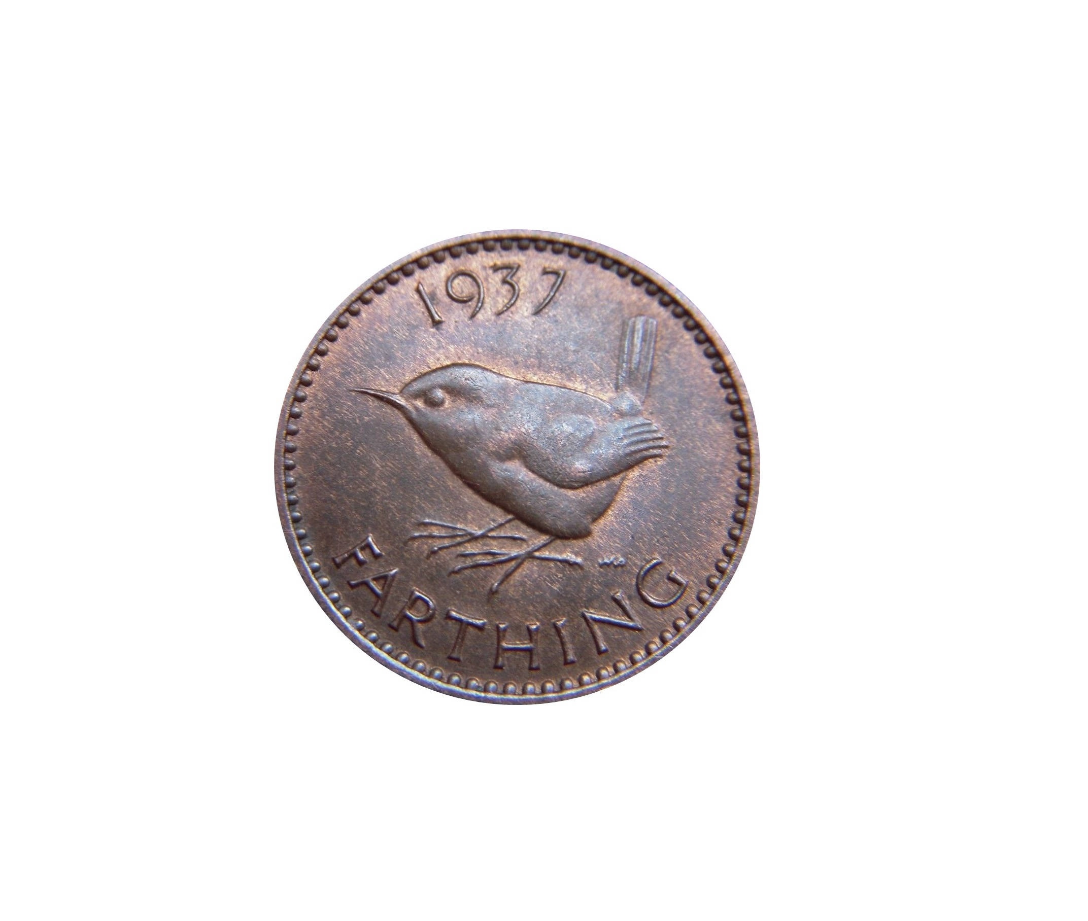 1937 Farthing Coin With a Wren From the United Kingdom, Perfect for ...