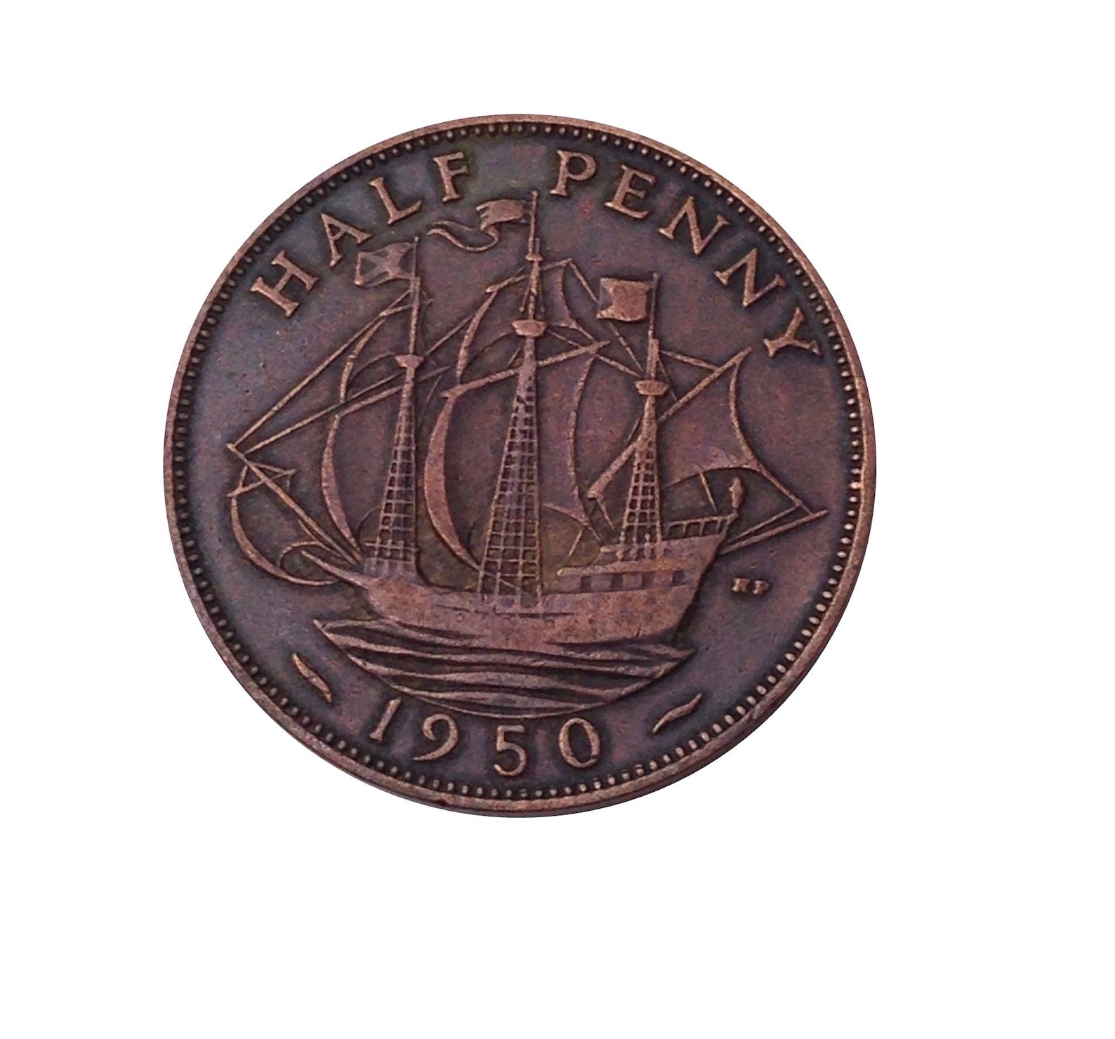 1950 Half Penny Coin With Ship golden Hind King George VI - Etsy