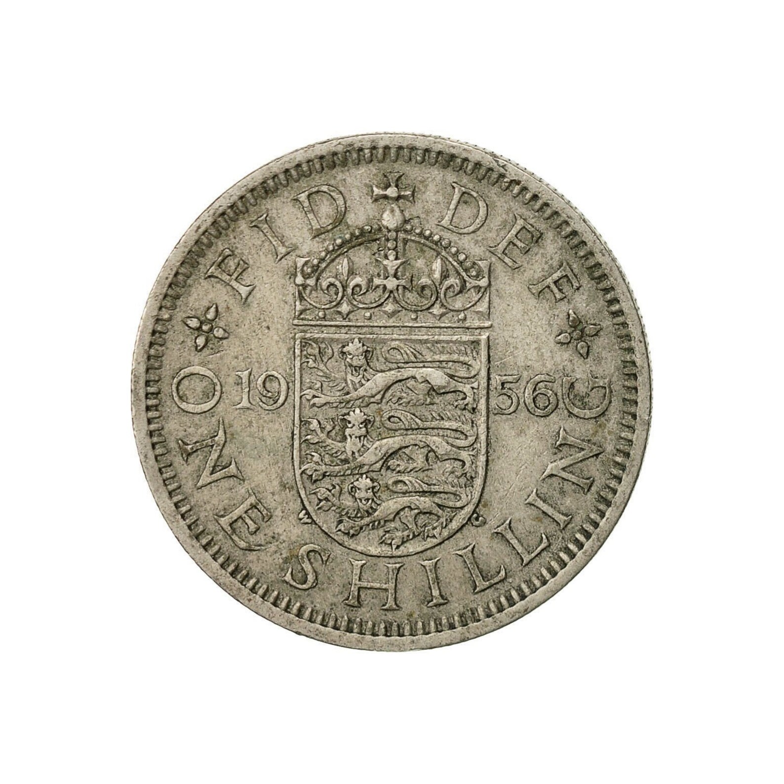 1956 English Shilling Coin Great Britain From Queen Elizabeth 2nd ...