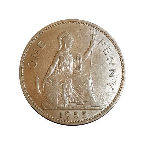 1953 One Penny Coin Gran Bretaña de la reina Isabel II - Etsy España