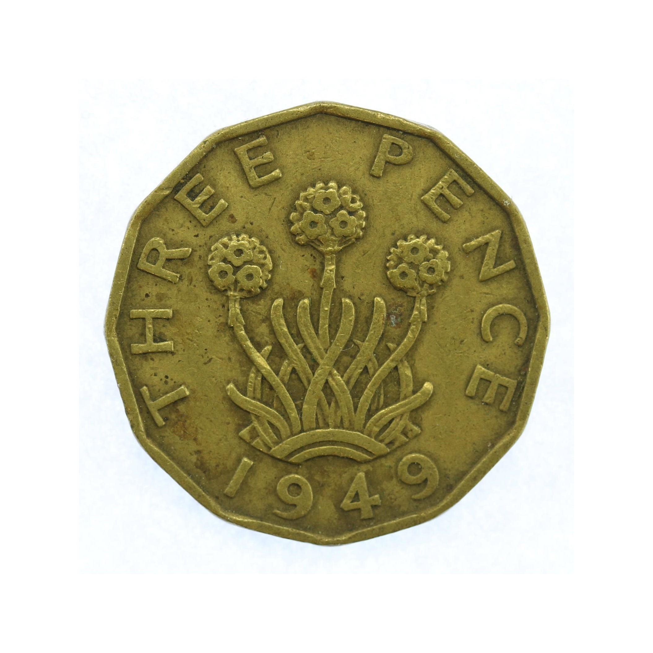 Brass Threepence Coin 1949 Nickel Brass, Ideal Gift or for Jewellery or ...
