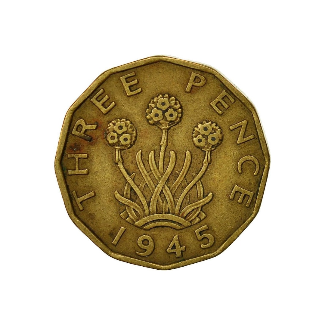Brass Threepence Coin 1945 Nickel Brass, Ideal Gift or for Jewellery or ...