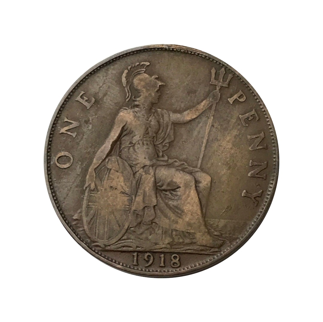 1918 One Penny Coin Great Britain From King George V , Perfect for ...