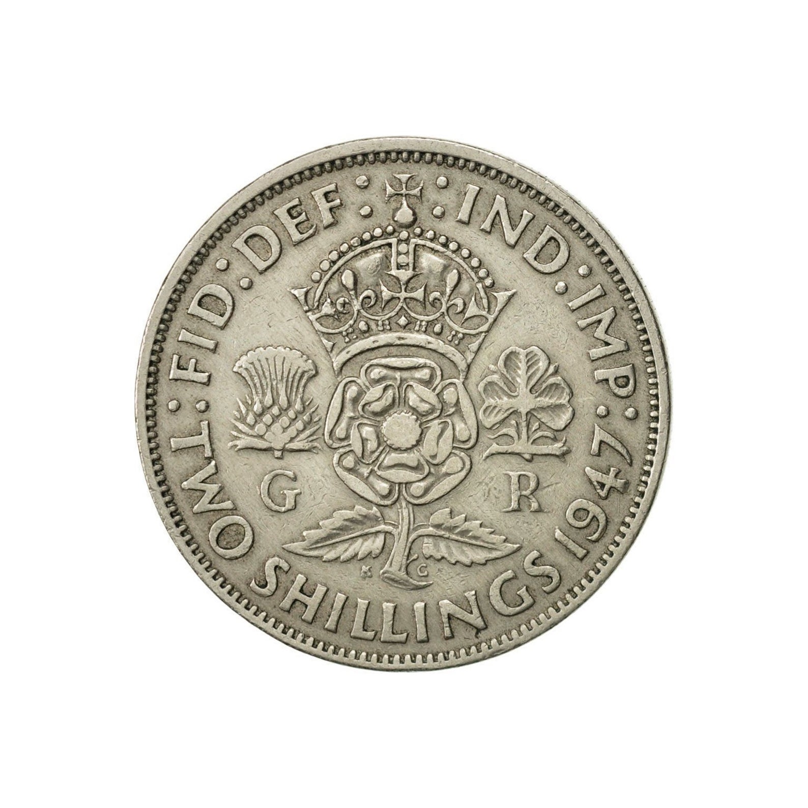 1947 Florin / Two Shilling Coin Great Britain From King George VI ...