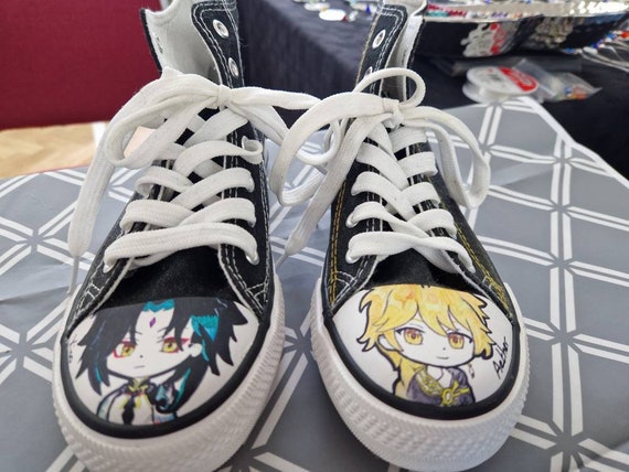 Genshin Impact: Aether and Xiao OOAK Canvas Shoes - Etsy