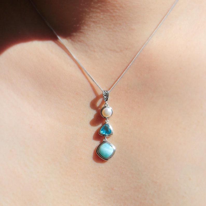 Larimar Necklace 925 Sterling Silver Larimar Necklace - Etsy Larimar Necklace 925 Sterling Silver Larimar Necklace - Etsy