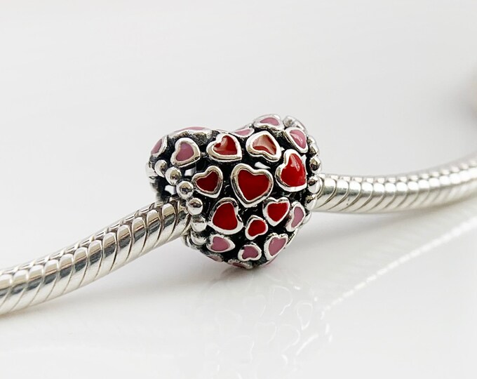 Authentic Pandora Charms 925 ALE Sterling Silver Love Red Pink Enamel ...